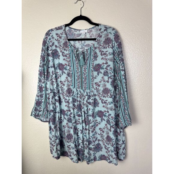 J. Jill | Tops | J Jill Womens Boho Floral Tunic Top Plus Size 2x Boho ...